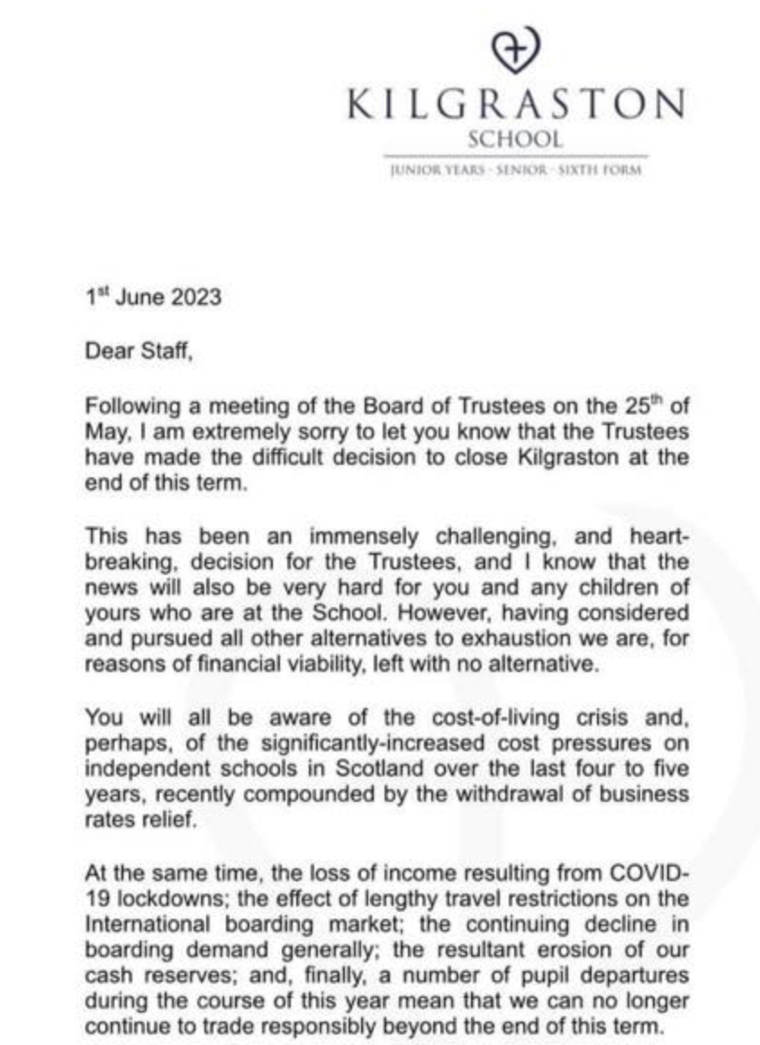 Kilgraston School to permanently close